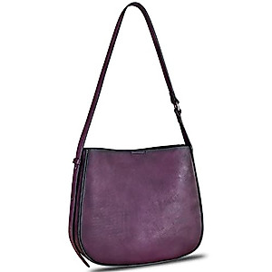 Genuine Leather Crossbody Satchel Purse for Women Vintage Handmade Handbag Retro Designer Hobo Bag (Purple)