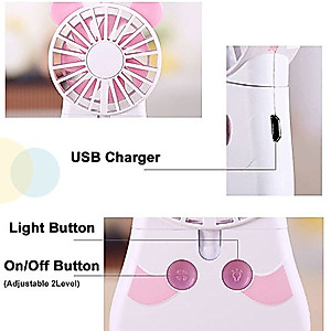 Innerest Mini Cooling Fan Personal Handheld Standable Multi-color LED Lights 2 Adjustable Speeds Travel Camping Festival Uses (Mini One Size, Mouse Fan- Lavender)