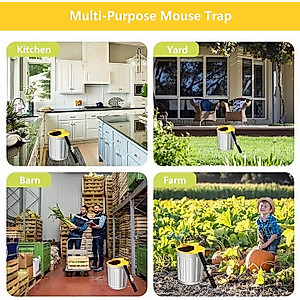 3 Sets Mouse Trap Bucket - Multi-Catch, Auto-Reset, Humane or Lethal Rat Trap - Mouse Traps Indoor for Home, Farm, Warehouse, Garage, Great Rat Traps, 5 Gallon Bucket Compatible(Yellow)
