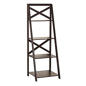 Target Marketing Systems 4-Tier Ladder Shelf, Modern Standing Bookshelf Organizer, Storage Rack for Home Office and Living Room, 20", Espresso