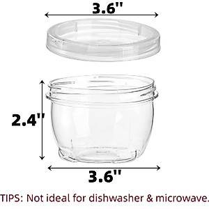Pumtus 20 Pack Twist Top Food Deli Containers, 9 OZ Stackable Plastic Twist Cap Freezer Container with Screw on Lids, Clear Reusable Meal Prep Canister for Snack Leftovers Spices Salad Dressing