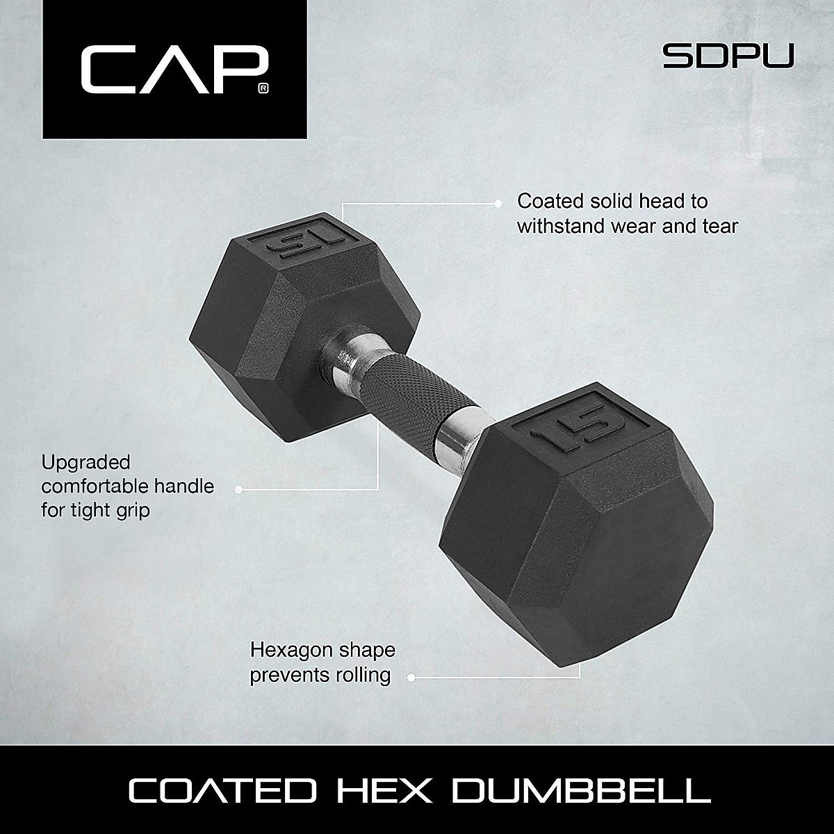 CAP Barbell PVC Coated Dumbbell, Single 12 pound