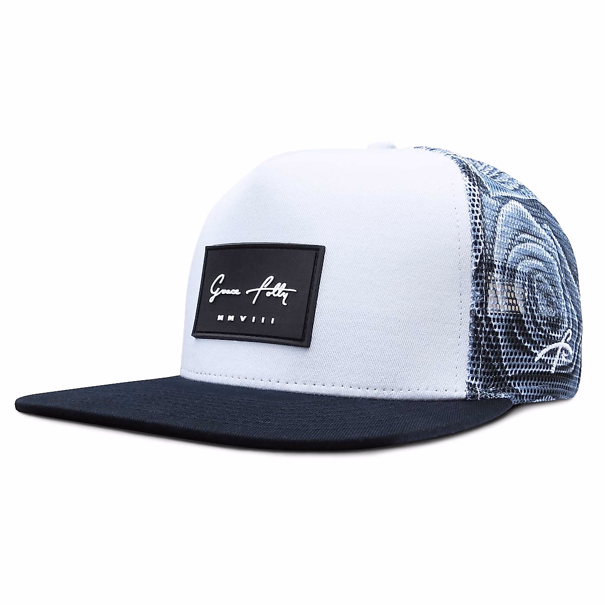 Grace Folly Trucker Hat for Men & Women. Snapback Mesh Caps (One Size, Rose- Gray)