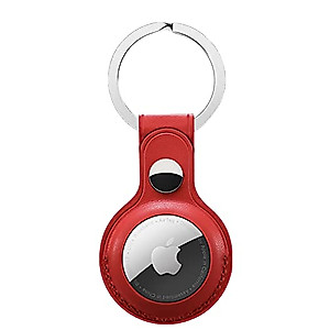 Apple Airtag Leather Keychain Case for Apple Airtag, Protective Anti-Scratch Cover for Airtag (2021) (Red)