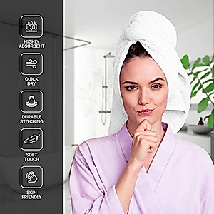 Infinitee Xclusives Premium White Bath Towel Set for Bathroom - [Pack of 8] 100% Cotton Bathroom Towel Set - 2 Bath Towels, 2 Hand Towels and 4 Washcloths