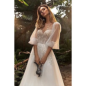 Passat Ivory Long Detachable Chiffon Puff Sleeves For Wedding Dress Spark Detachable Sleeves For Wedding Dresses Add On 04