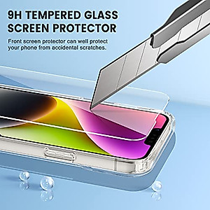 Maxdara [3 in 1 for iPhone 14 Clear Case, iPhone 14 Case with Tempered Glass Screen Protector and Camera Lens Protector Drop Protection Case for iPhone 14 6.1 Inch(Clear+Clear)