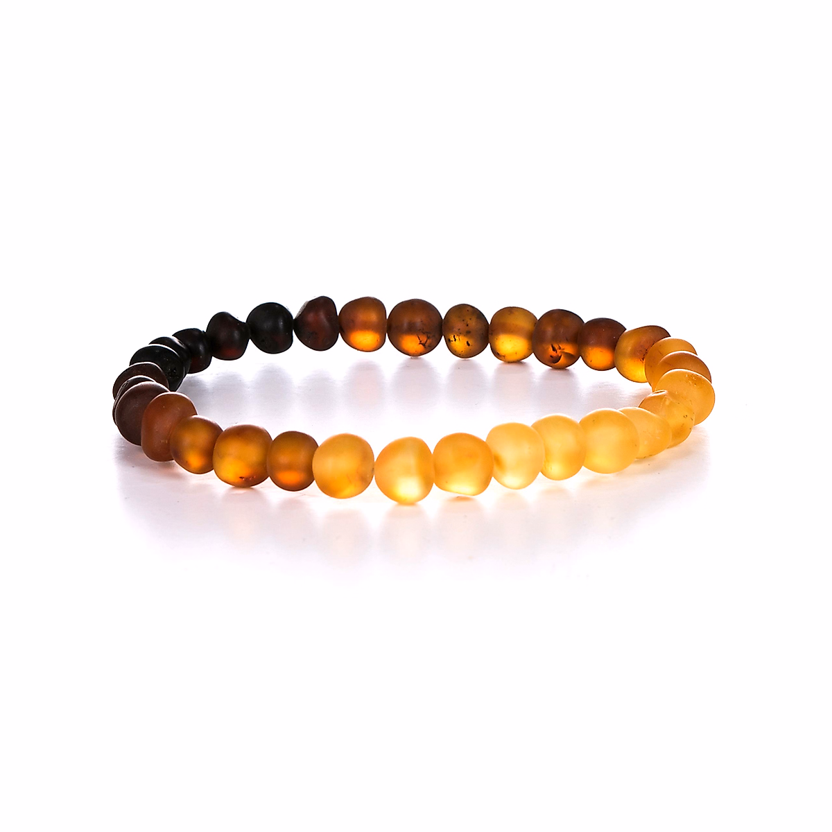 AMBERAGE Natural Baltic Amber Bracelet for Adults (Women/Men) - Hand made From Raw-Unpolished/Certified Baltic Amber Beads(6 Colors) (8, Raw-Unpolished Rainbow)