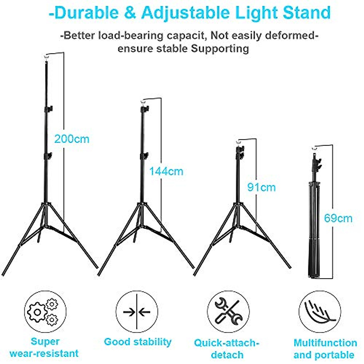 Backdrop Stand 6.5x6.5ft/2x2m, BDDFOTO Photo Video Background Stand Support System for Party with Carring Bag