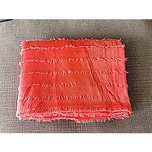 Cazlon Eyelash Textured Boho Style Decorative Throw Blanket,100% Oeko-Tex Certified Flannel Blanket, Lightweight Cozy Throw for Bed Sofa Couch (50"x60", Coral Orange)