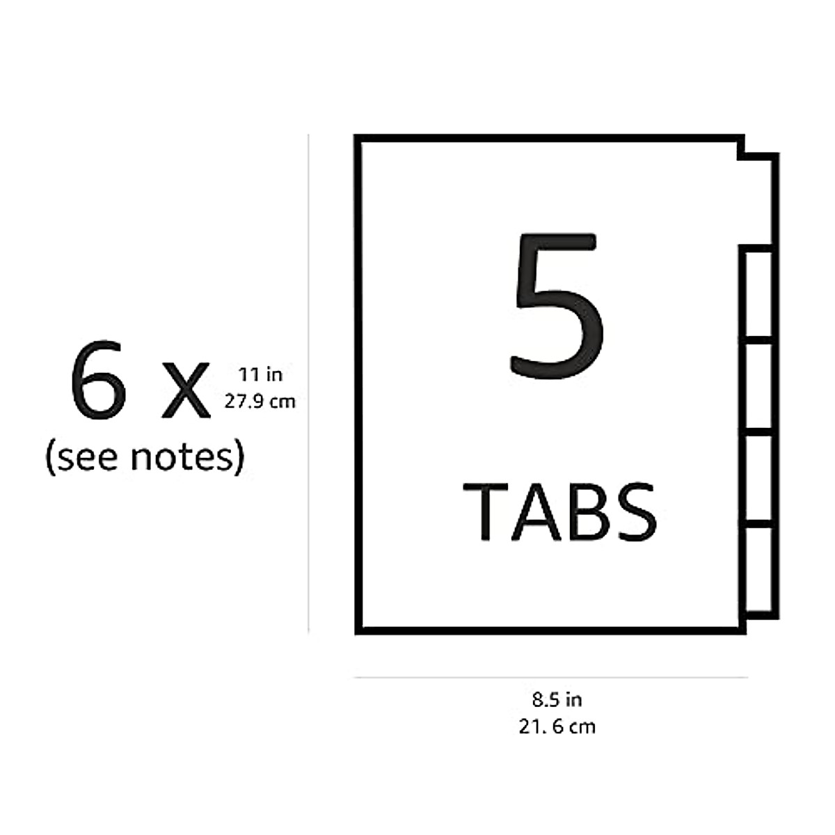 Amazon Basics 3 Ring Paper Binder Dividers With 5 Insertable Multicolor Plastic Tabs, Pack of 6 Sets (30 Count), Wood