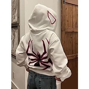 zkqeuak Zip Up Hoodie Sweatshirts Pullover Trendy Sweater Long Sleeve Streetwear Women Men Hooded Sweatshirt Funny Clothes Medium White