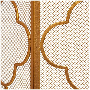 Deco 79 Contemporary Geometric Designed Metal Fireplace Screen, 50"L x 35"H, Gold