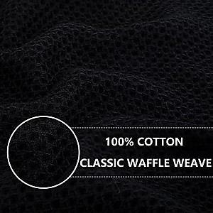 Homaxy 100% Cotton Waffle Weave Stripe Dish Cloths, 12 x 12 Inches, Super Soft and Absorbent Dish Towels Quick Drying Dish Rags, 6-Pack, White & Black