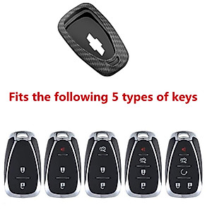 HelloAuto Key Fob Shell Case Protector Holder Compatible with Malibu Camaro Cruze Traverse Sonic Volt Bolt Equinox, Carbon Gloss Fiber Cover Case