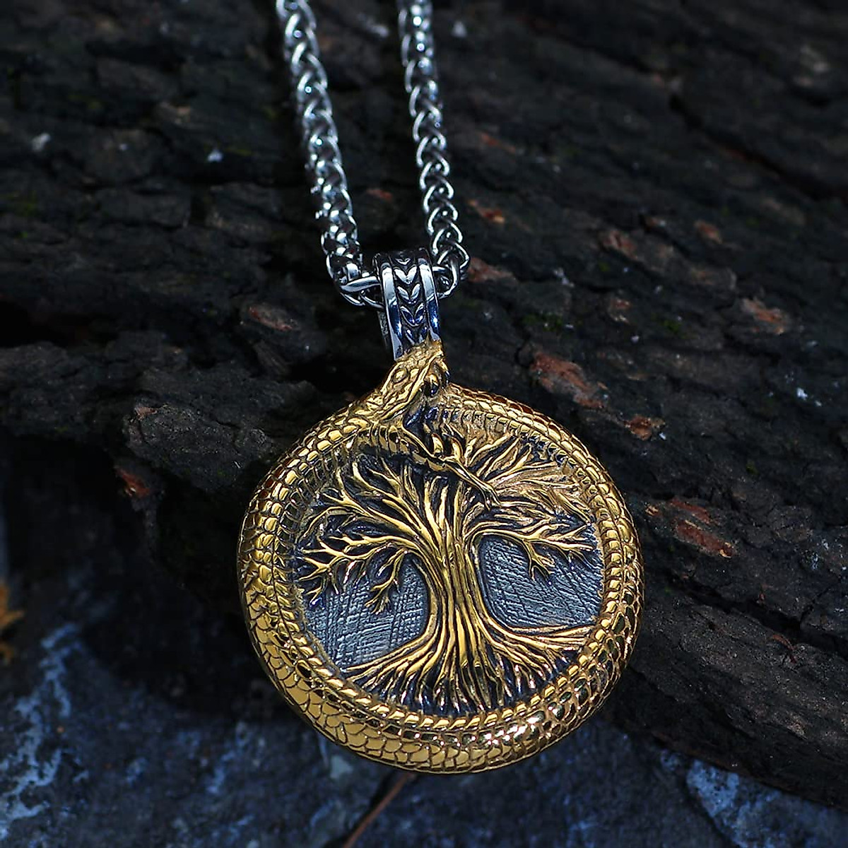 GuoShuang nordic viking tree of life Scandinavian Yggdrasil necklace for men gift with valknut bag norse jewelry for men women
