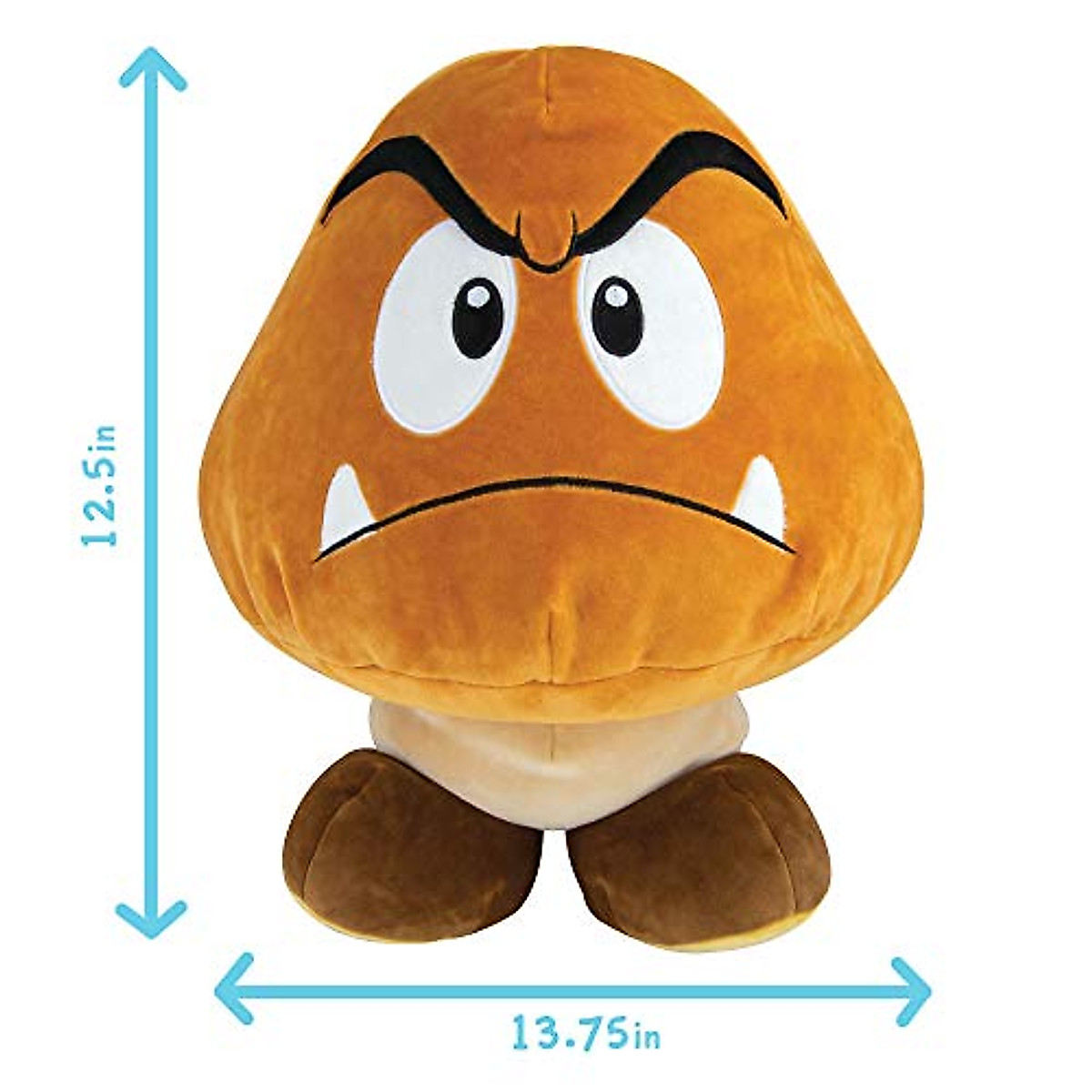 Club Mocchi- Mocchi - Nintendo Super Mario Plush, Collectible Squishy Goomba Plushies - 15 Inch, Brown