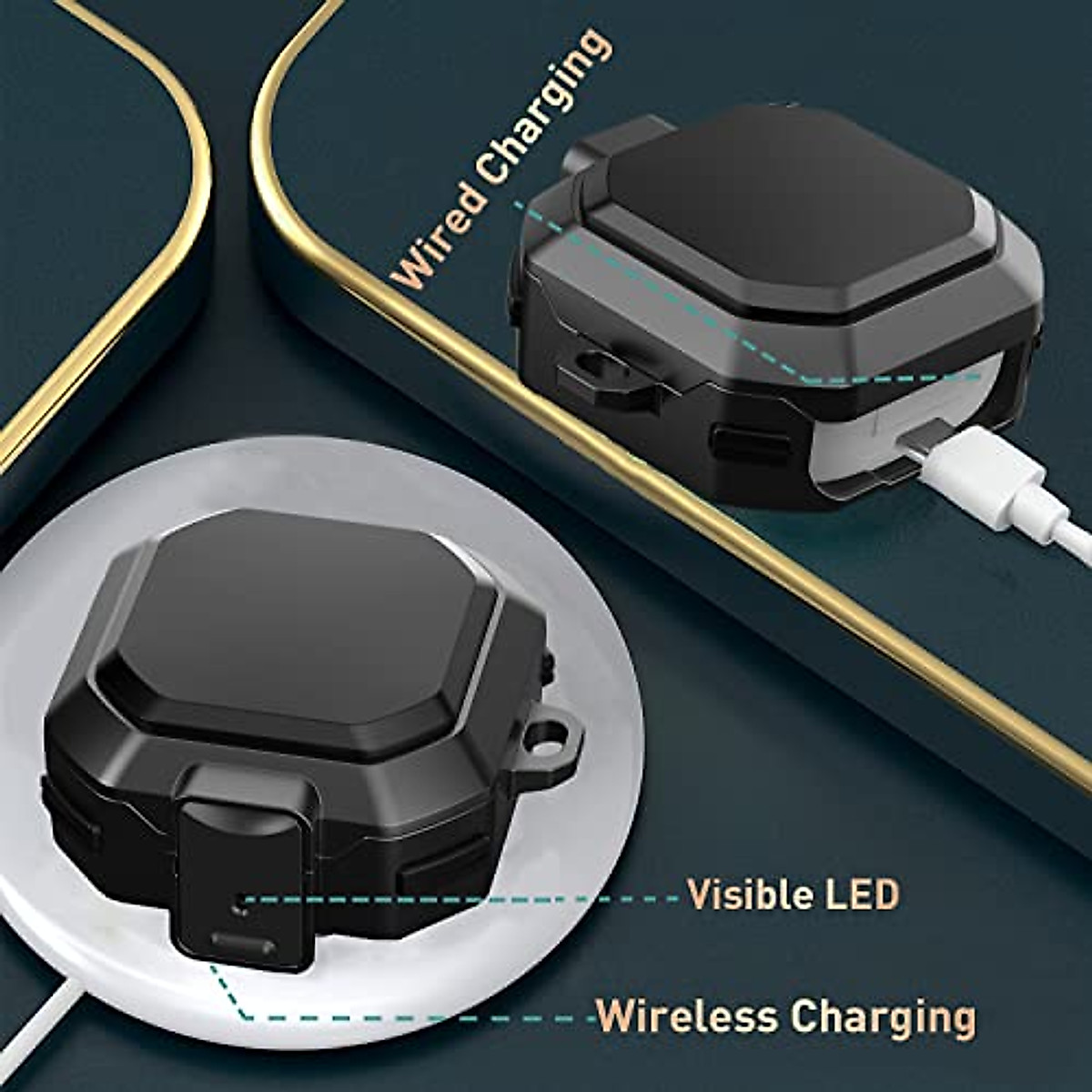 OTOPO Lock Case for Samsung Galaxy Buds 2 Pro/Galaxy Buds 2/Galaxy Buds Pro/Galaxy Buds Live Case with Cleaning Kit Men Women Protective Case Cover for Samsung Earbuds Case - Black