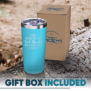 shop4ever A Wise Woman Once Said F This And She Lived Happily Ever After Engraved Insulated Stainless Steel Tumbler with Lid 20 oz. Funny Divorce Retirement Feminist Gift (Teal)