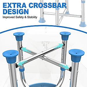 UGarden Upgraded Shower Chair with Reinforced Crossbar Supports, 400LB Stainless Steel Round Shower Seat for Inside Shower, Adjustable Small Shower Stool w/Padded, Non-Slip Bathroom Chair for Elderly