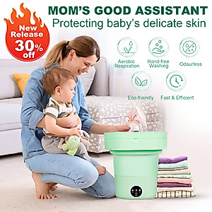 HULKNPEW Portable Washing Machine,Floading Washing Machine Upgraded 8L Large Capacity Foldable Washer,Fast and Deep Cleaning,Suitable for Apartments,Dormitories,Camping,RV,Travel,Hotel etc (Green)