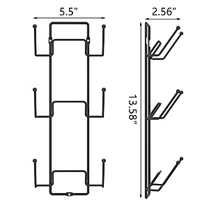 2 pack pot lid organizer rack for cabinet door/wall, no drilling adhesive wall/door mounted pot and pan lid holder, metal with powder coating, black
