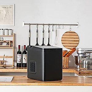 COSTWAY Countertop Ice Maker, 33LBS/24H Portable and Compact Ice Machine with Self-Cleaning Function, 9 Ice Cubes Ready in 6 Mins, Include Ice Scoop and Basket for Home Kitchen Office, Black