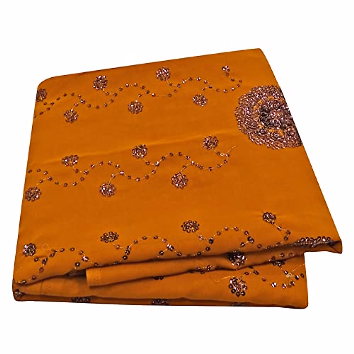 Peegli Indian Vintage Orange Georgette DIY Fabric Traditional Dress Material Sequins Textile