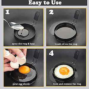 Egg Rings Set of 6 Stainless Steel Pancake Mold And Egg Ring Set Nonstick Round Egg And Omelet Mold for Frying Eggs And Muffins(Set of 6)