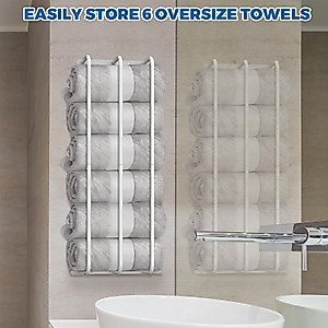 Fogein Towel Rack for Bathroom,3 Bar Towel Rack Wall Mounted,Wall Towel Rack for Rolled Towels Can Holds Up 6 Large Bath Towels,Wall Towel Holder for Small Bathroom,Spa,Sauna(White)