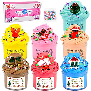 7 Pack Butter Slime Kit, Super Soft and Non-Sticky, Stress Relief Toy Party Favors Birthday Gifts for Girls and Boys,DIY Slime Toy for Kids.