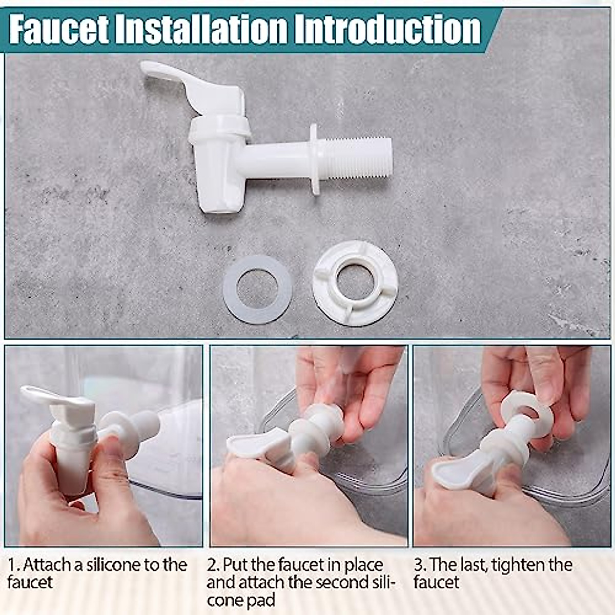 Dandat 2 Pcs 67.6 oz Laundry Detergent Dispenser with Faucet Beverage Refrigerated Bucket Laundry Soap Containers Liquid Detergent Holder with Labels Fabric Softener Container (Grey)