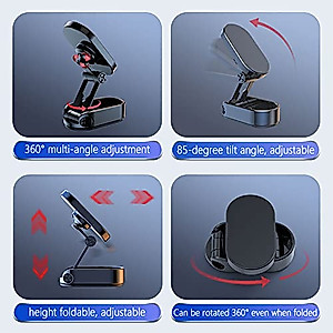 NHHC Magnetic Phone Holder for Car,Foldable Phone Mount 360°Rotation 6 Super Strong Magnets,Magnet for car Dashboard Phone Holder Magnetic Car Mount for iPhone and All Smartphone (Silver)