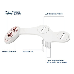 LUXE Bidet NEO 185 - Self-Cleaning, Dual Nozzle, Non-Electric Bidet Attachment for Toilet Seat, Adjustable Water Pressure, Rear and Feminine Wash (Rose Gold)