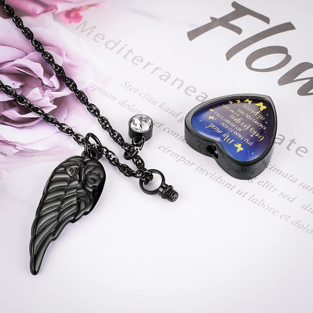 Dletay Heart Urn Necklace for Ashes Birthstones Cremation Jewelry for Ashes Butterflies Ash Necklace Memorial Ash Holder