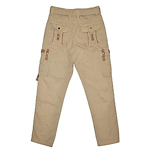 ETHANOL Men's Relaxed Cargo Pants with 6 Big Pockets Casual Work Combat Trousers APLC44098 KHK 38
