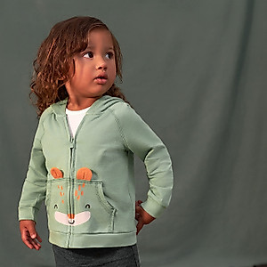 Gerber Baby Boys Toddler Zip Hoodie & Joggers Clothing Set Fox Green 0-3 Months