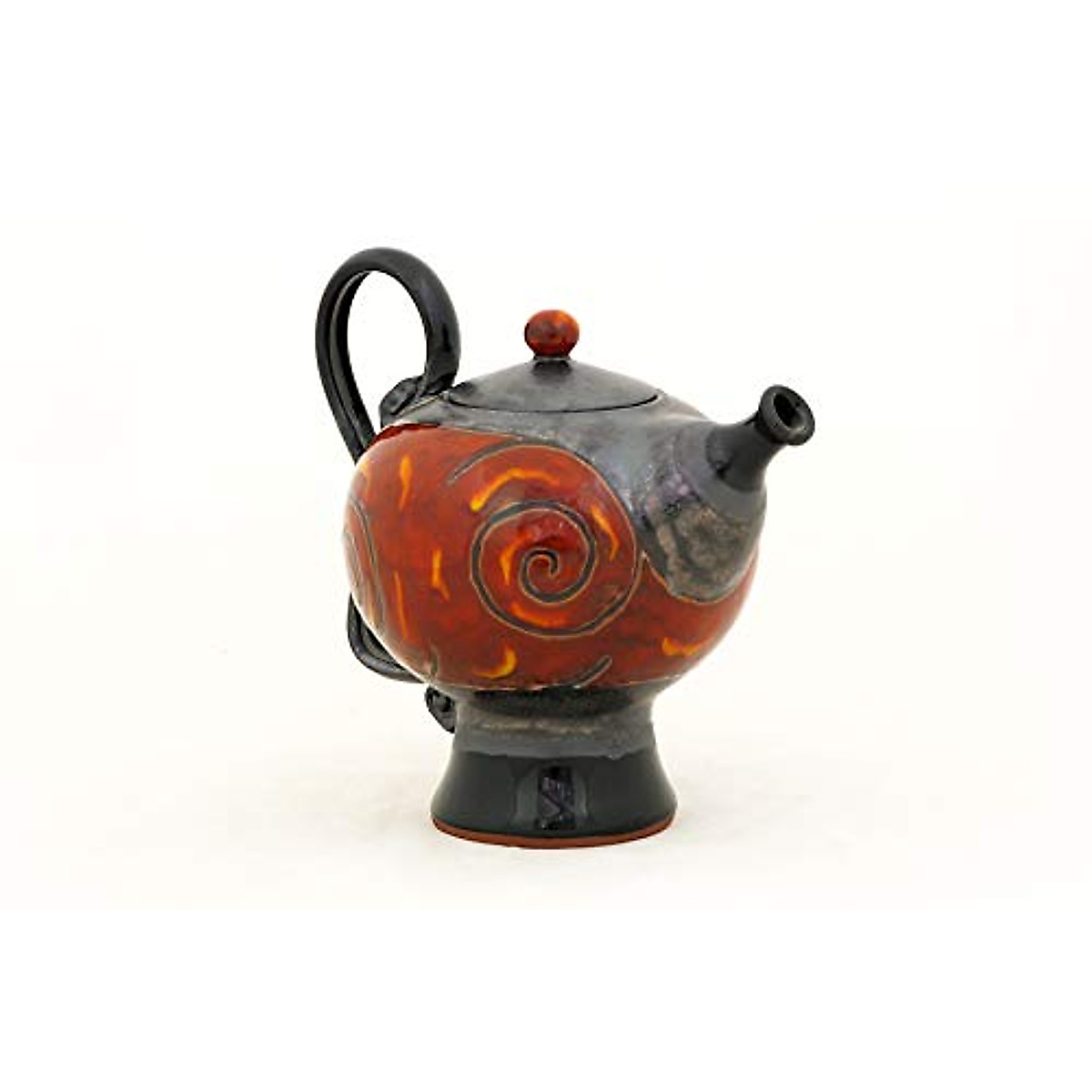 Handmade Pottery Teapot, Kitchen Decor, Art Ceramic Decor, Stoneware Kettle, Red and Black Teapot