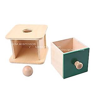 Adena Montessori Wooden Object Permanence Box with Drawer Imbucare Box w/ Ball Montessori Materials