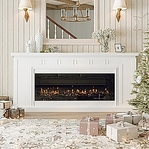 Clihome 50in Electric Fireplace Fire Places Electric Fireplace Inserts Electric Fireplace Heater Fireplace Decor Fireplace Heater with Timer, Remote Control, Adjustable Flame Color 750/1500W