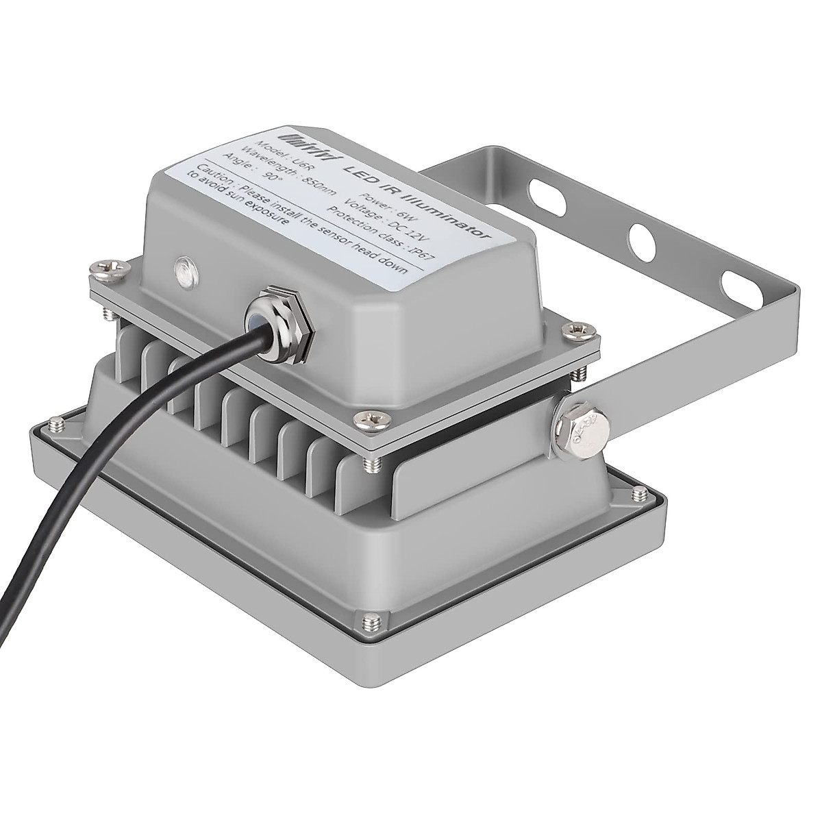 Univivi Infrared Illuminator, 850nm 6 LEDs 90 Degree Wide Angle IR Illuminator for Night Vision,Waterproof LED Infrared Light for IP Camera,CCTV Security Camera