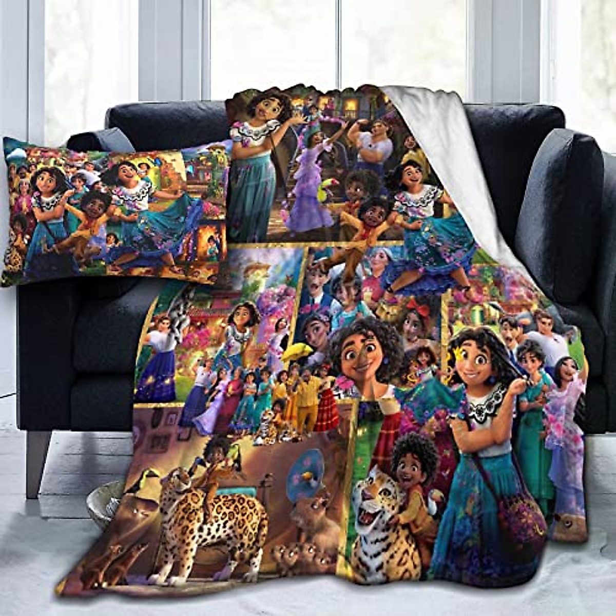 2pcs Cartoon Throw Blanket/Pillowcase Lightweight Plush Cozy Soft Air Conditioner Blankets 50"x40"