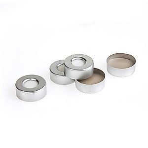 PEKYBIO 20mm, Headspace Vial, 6ml Capacity, Flat Bottom, Beveled Finish, Short Neck, 22x38mm, and Aluminum Crimp Seal with Natural PTFE/White Silicone Septa