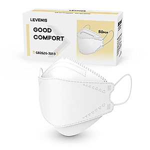 LEVENIS Face Masks 50 Pack, Breathable Comfortable and Disposable Mask, White