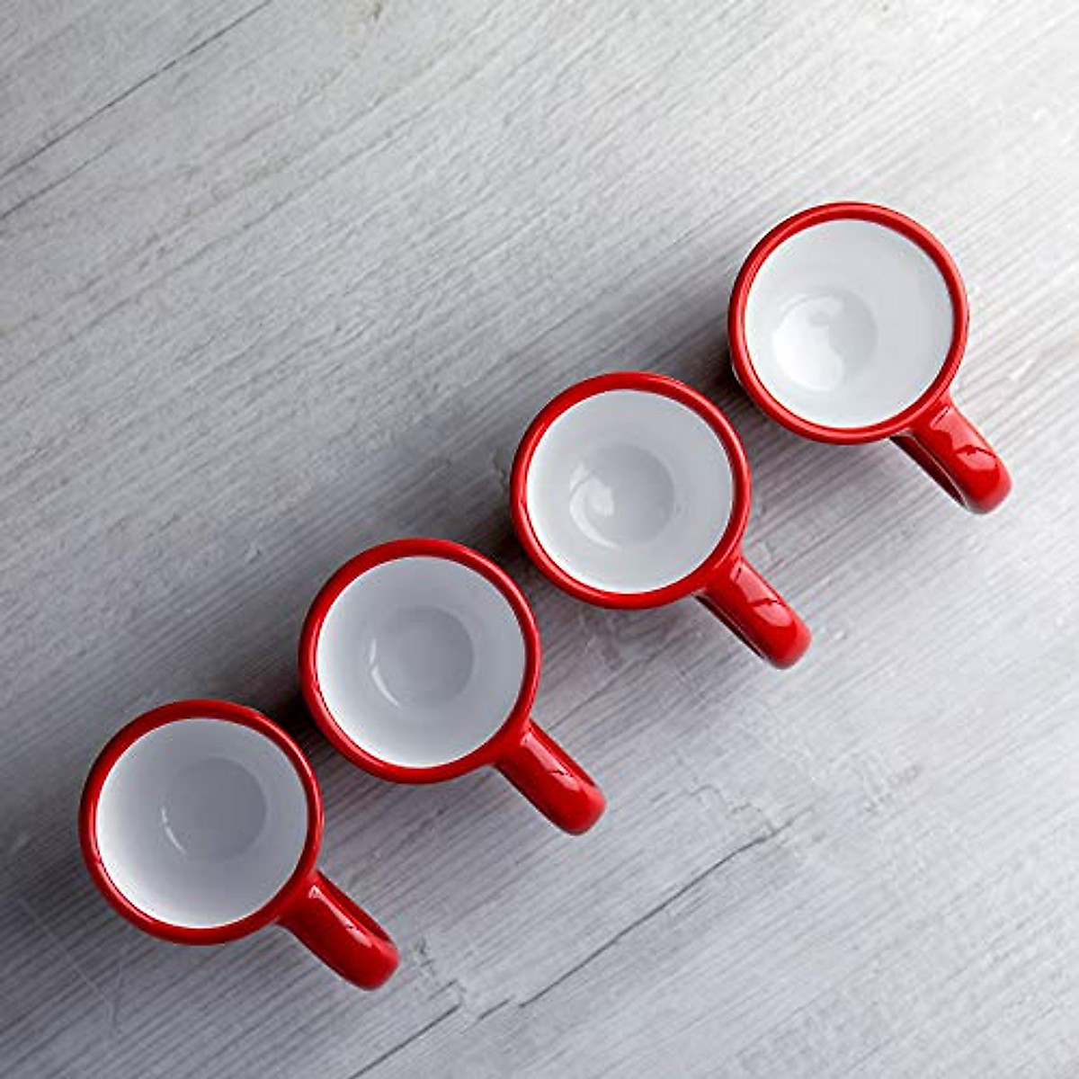 City to Cottage Handmade Red and White Polka Dot Ceramic 2oz/60ml | Espresso Set of 4, Unique Designer Pottery for Coffee Lovers