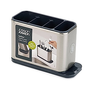 Joseph Joseph Surface Cutlery Drainer Stainless Steel Organizer Caddy Holder Drying Basket Kitchen, Silver