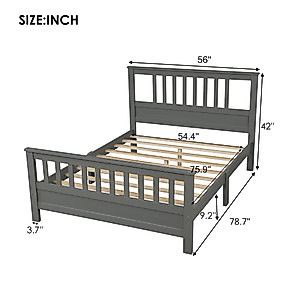 Harper & Bright Designs Full Bed Frame for Boys and Girls Wood Full Size Platform Bed with Headboard and Footboard and Slat Set, No Box Spring Needed