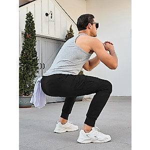 Comdecevis Men's Cargo Jogger Pants Stretch Sweatpants Slim Fit Tactical Pants with Zipper Pockets Casual Trousers Black 3X-Large