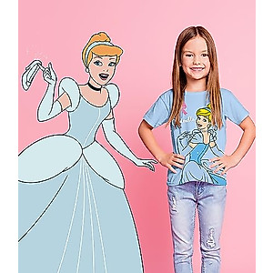 Disney Princess T-Shirts (4-Pack) Girls Short Sleeve Aurora, Cinderella, Snow White, Jasmine, Rapunzel, Ariel, Moana, Tiana 4T Lb/Pk/Y/T SS