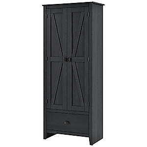 Ameriwood HOME SystemBuild Farmington 30 inch Wide Storage Cabinet, Black Oak
